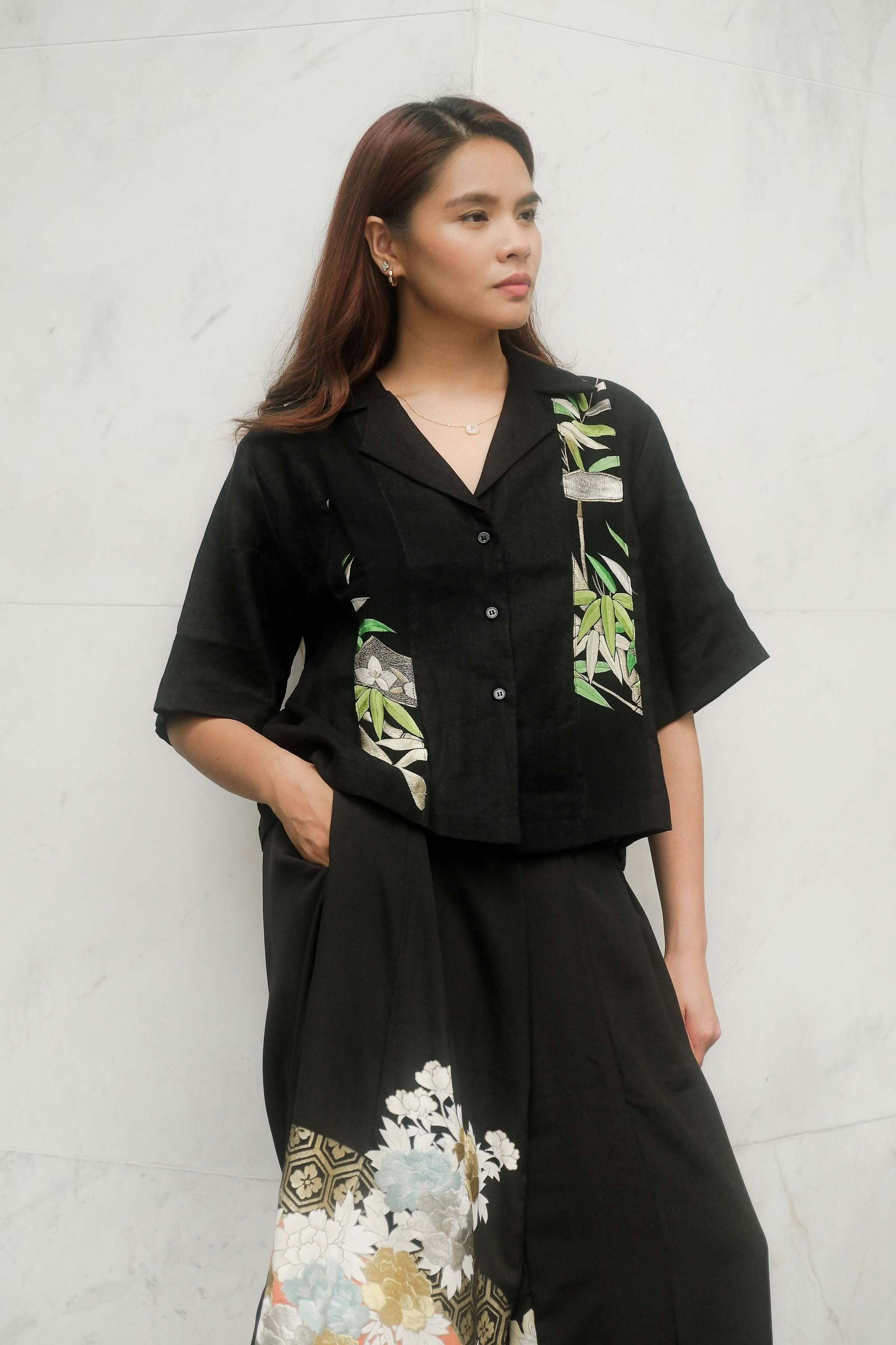Ma9 Hoian Fabric: Women’s Linen Polo – Etsuka Kimono Fashion